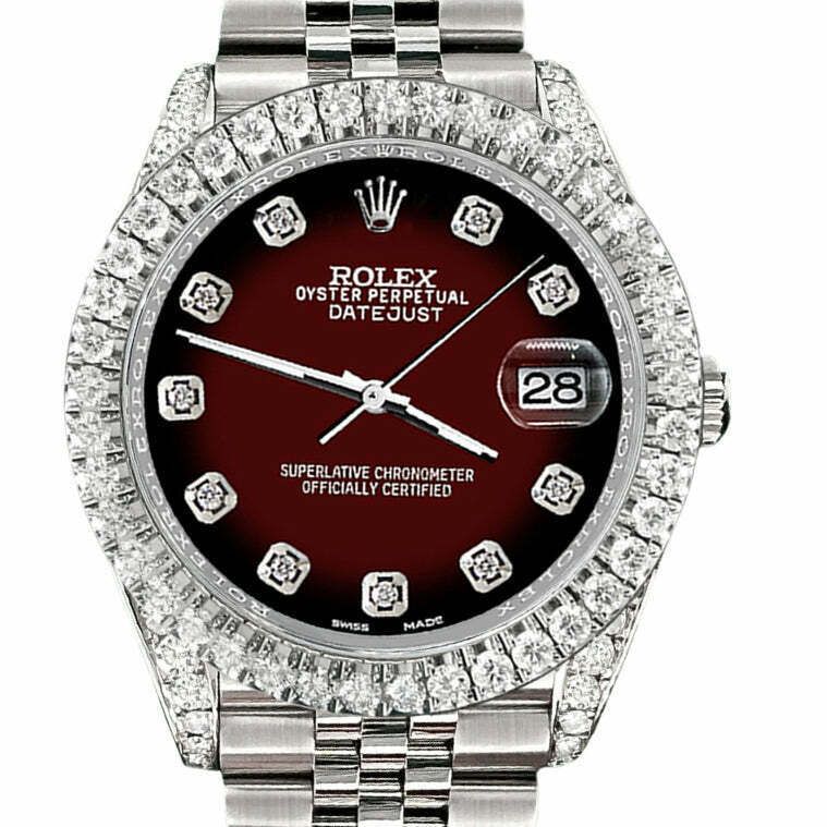 Rolex Datejust Diamond Bezel/Lugs/Maroon Vignette
