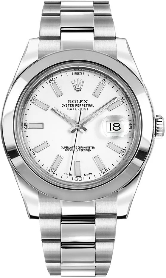 Rolex Datejust II 41 White Dial Index Hour Markers Automatic Luxury ...